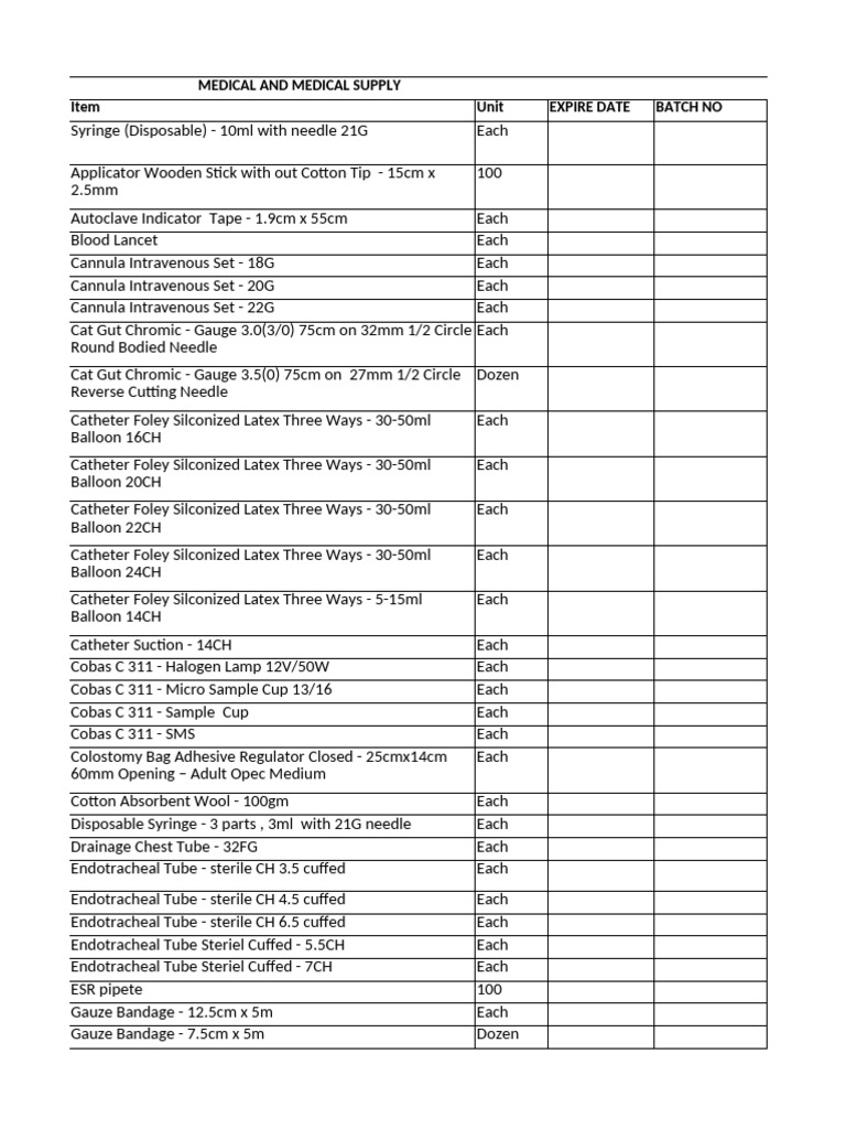 Inventory Format | PDF | Alanine Transaminase | Syringe