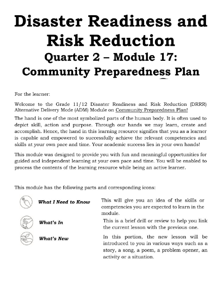 Quarter 2 DRRR Student Copy Module 17 Community Preparedness Plan | PDF
