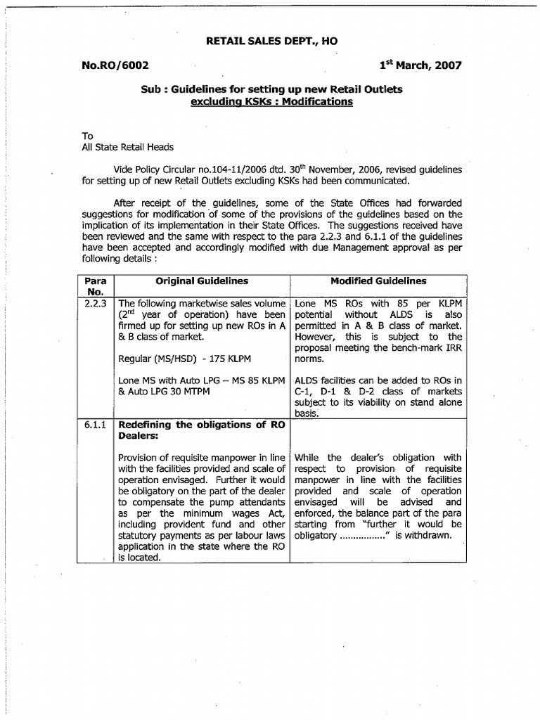 104 - Modifications-Guidelines For Selection of New Ros Excl Ksk-1.3.07 | PDF