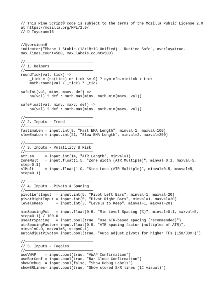 Pine Script Phase 1 Stable Indicator | PDF | Computing | Software ...