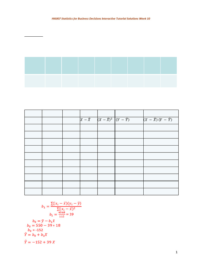 HI6007 Week 10 Interactive Tutorial Solutions | PDF | Coefficient Of ...