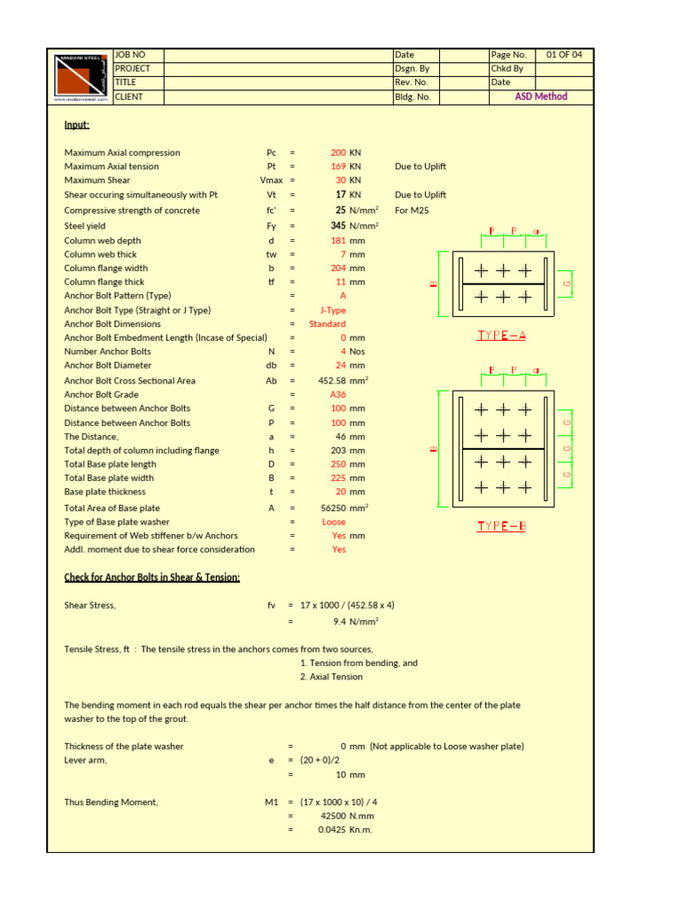 PIN-BASE PLATE | PDF | Bending | Column