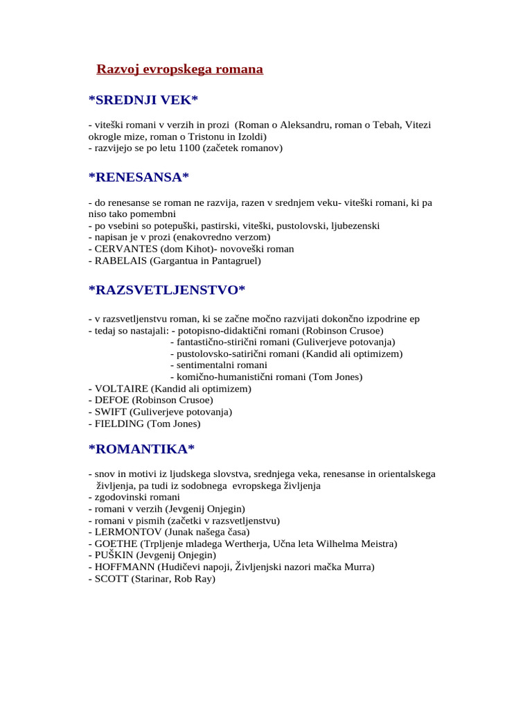 Slo SNK Roman 04 Razvoj V Evropi | PDF