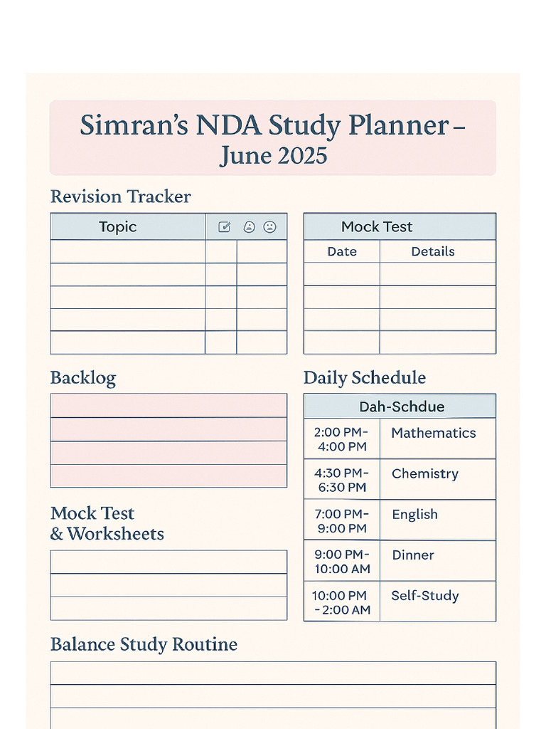 Simran NDA Study Plan Complete | PDF