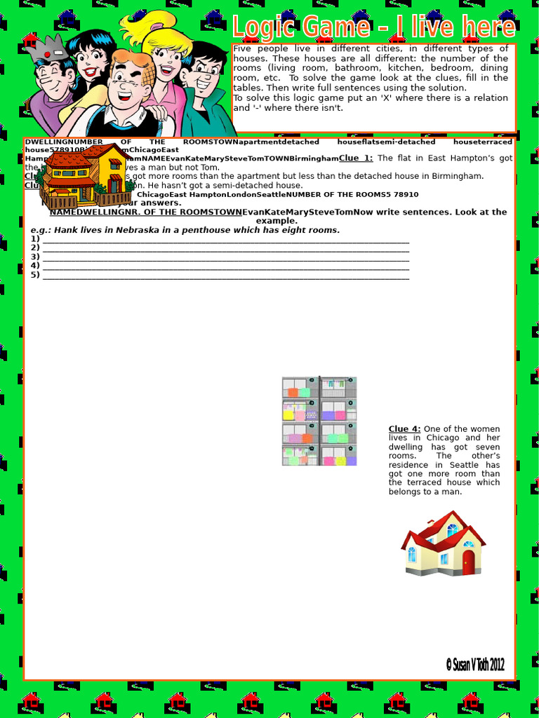 Logic Game 51st I Live Here With Key Upper Element Games 54303 | PDF ...