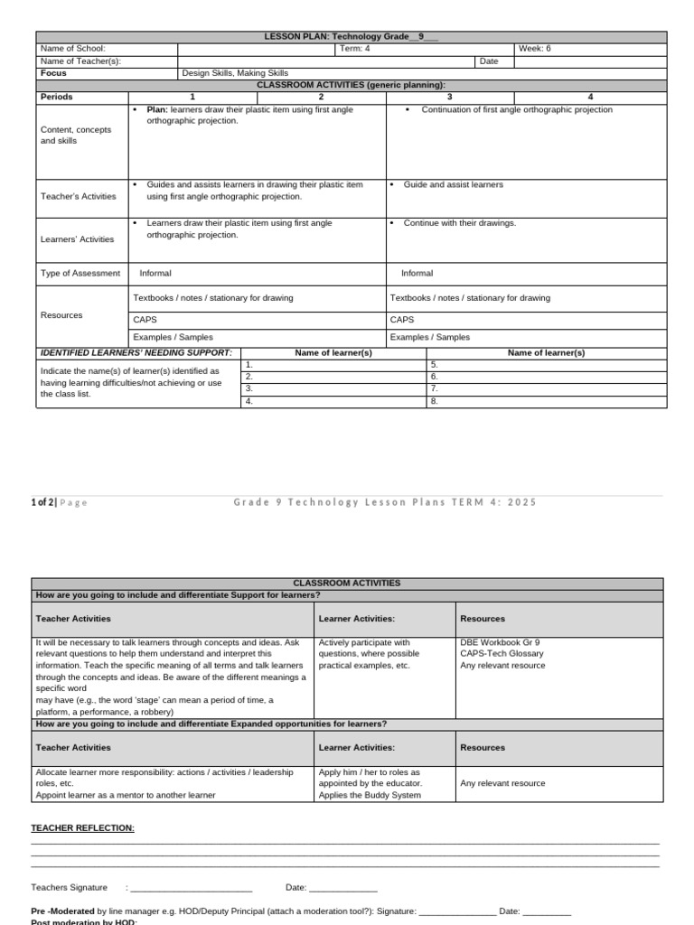 Grade 9 Technology Lesson Plan | PDF | Lesson Plan | Teachers