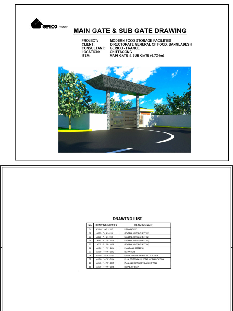 A350-7-CW-0101-1 Main - Sub Gate 10-12-2020 | PDF | Concrete | Beam ...