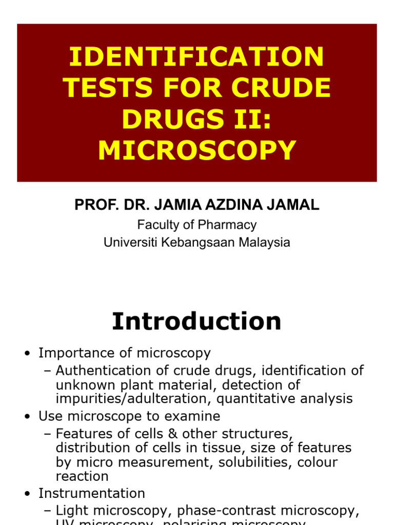 L07 - 2-HO ID Tests For Crude Drugs II (Microscopy) | PDF | Leaf | Botany
