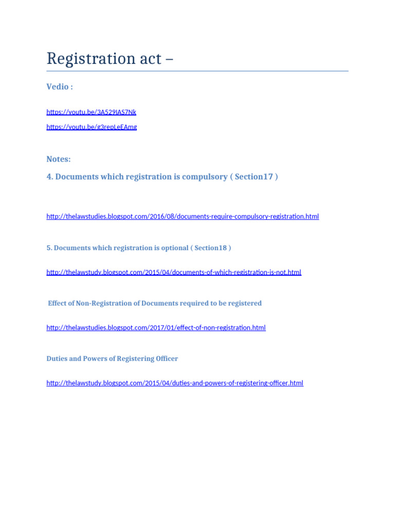 Understanding Registration Act Essentials | PDF