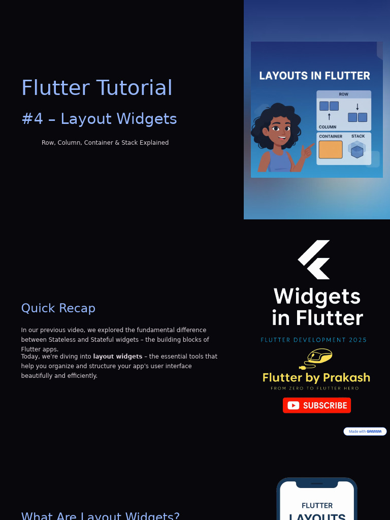 Flutter Tutorial 4 Layout Widgets | PDF | Page Layout | User Interface