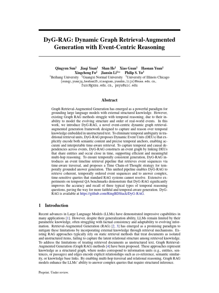 Dyg Rag (基于事件中心推理的动态图检索增强生成) | PDF | Cognitive Science | Information Science