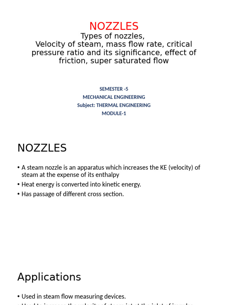 Understanding Steam Nozzles in Thermal Engineering | PDF | Nozzle | Turbine