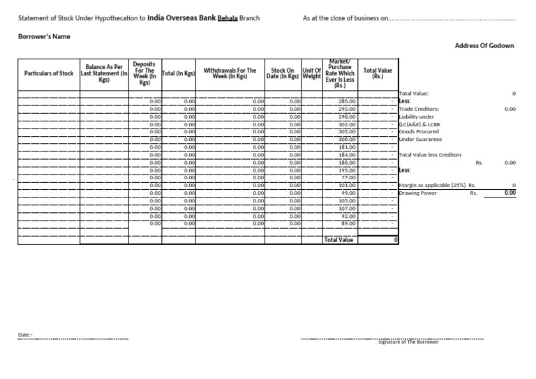 Iob Stock Statement | PDF | Financial Services | Business Economics