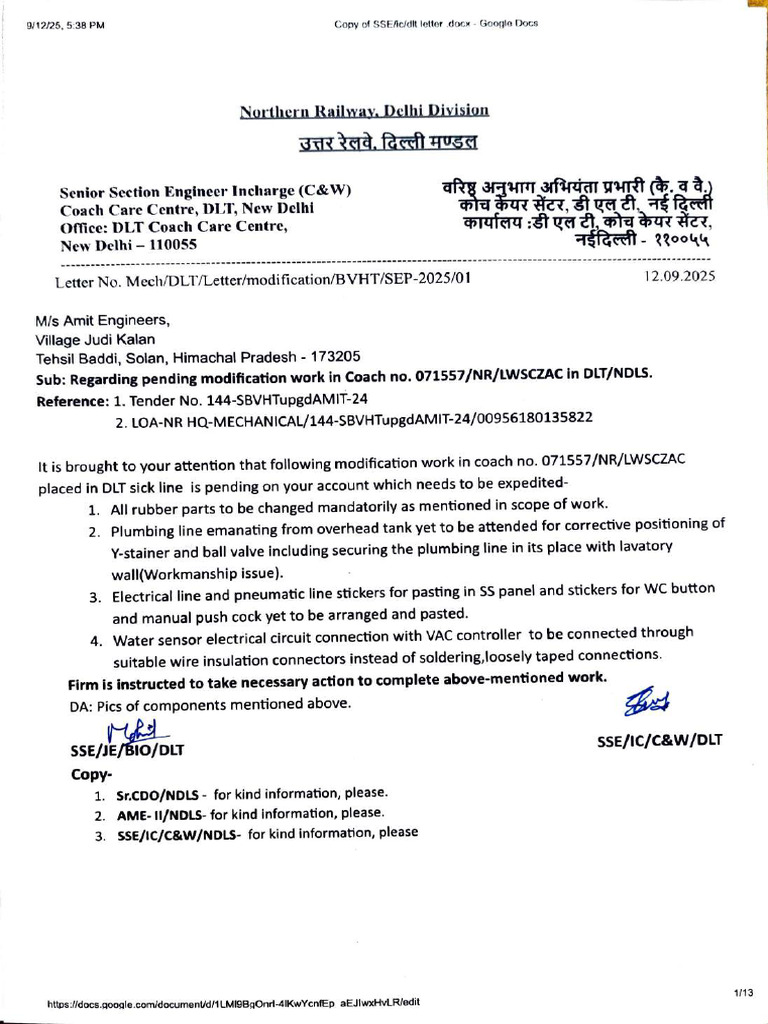Pending Modifications for Coach 071557 | PDF | Manufactured Goods ...