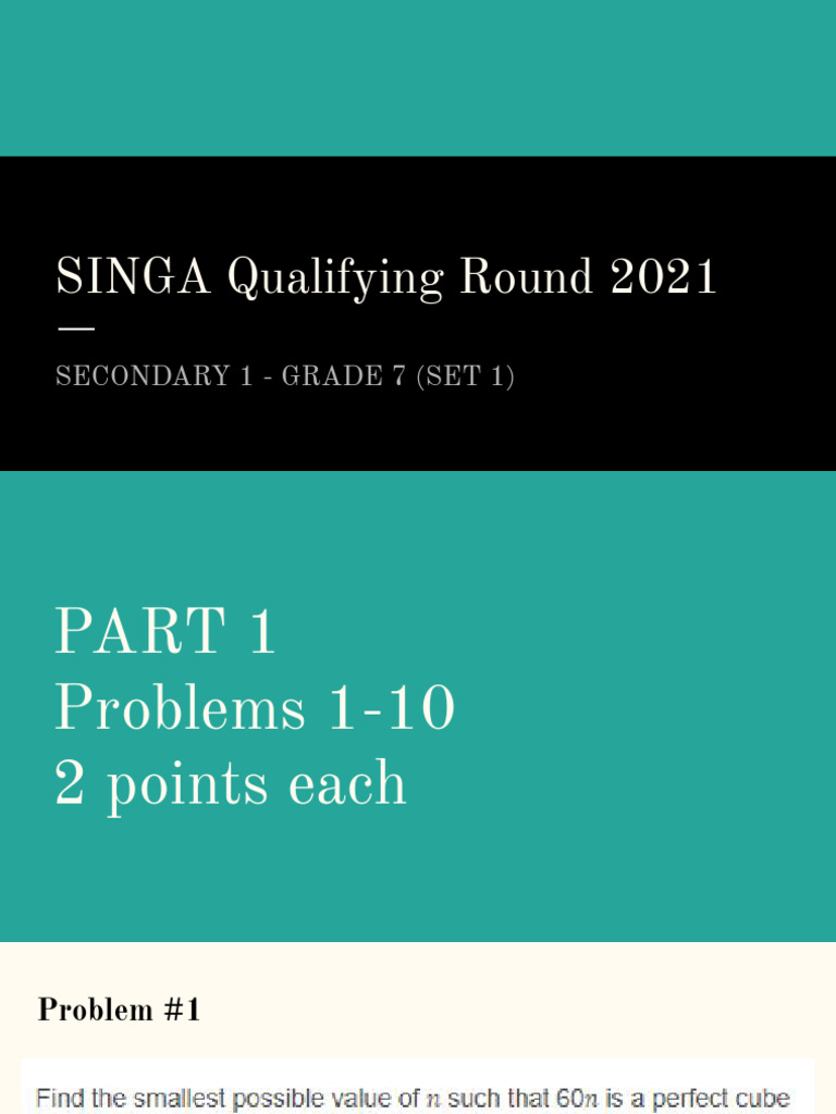 SINGA Qualifying 2021 - S1 Set 1 | PDF