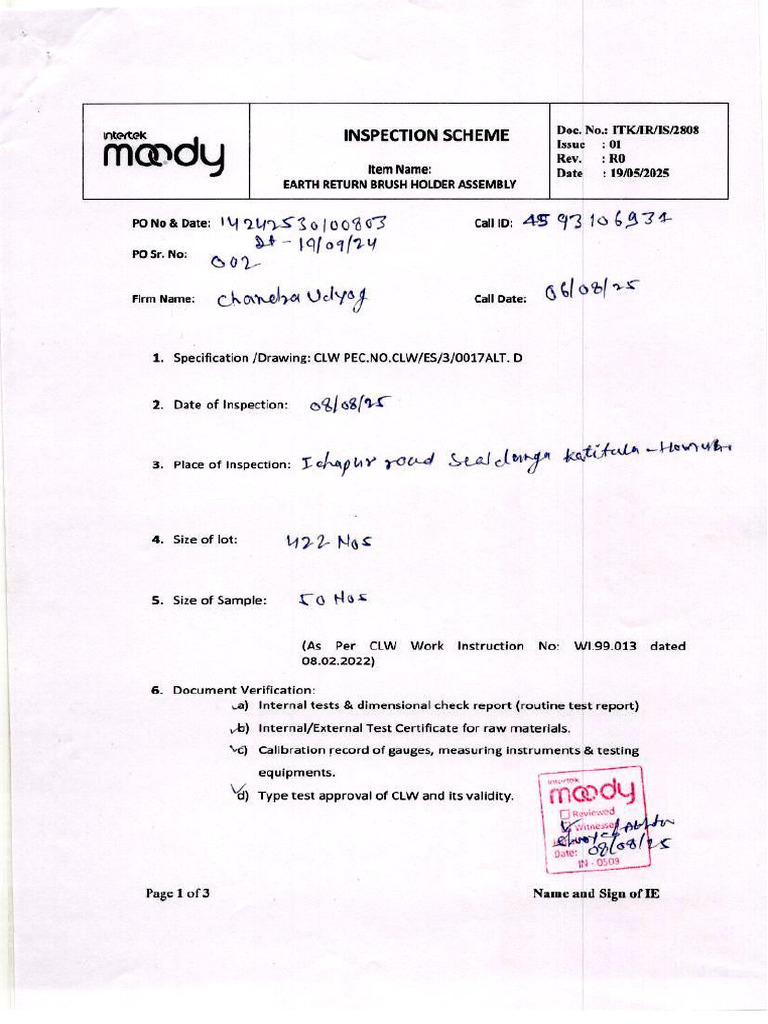 Inspection Scheme | PDF