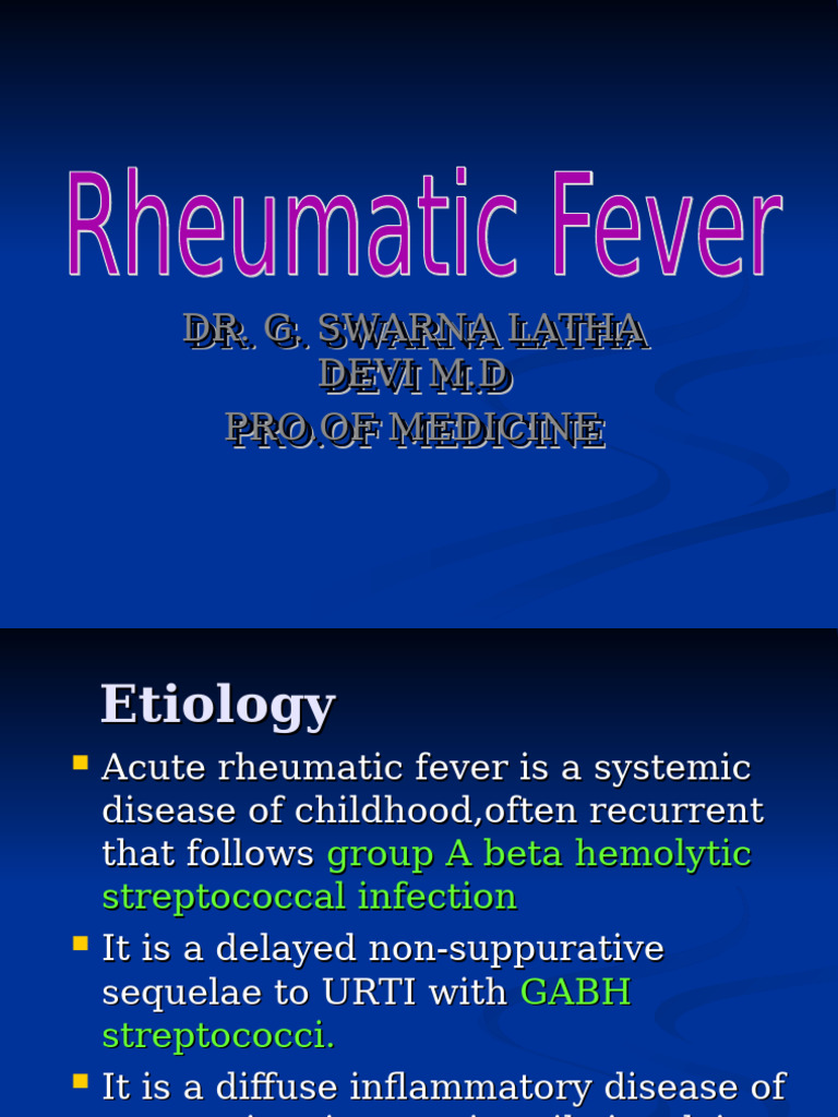Acute Rheumatic Fever Overview | PDF | Streptococcus | Medicine