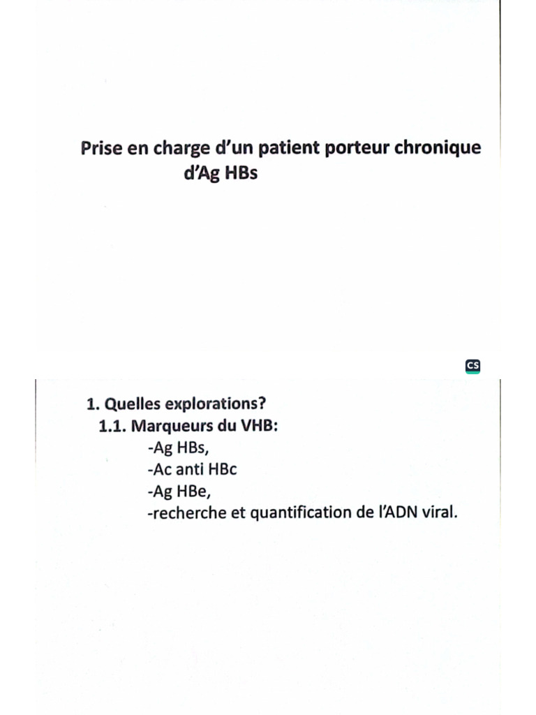 Prise en Charge D'un Patient Porteur Chronique d'AG HBs | PDF