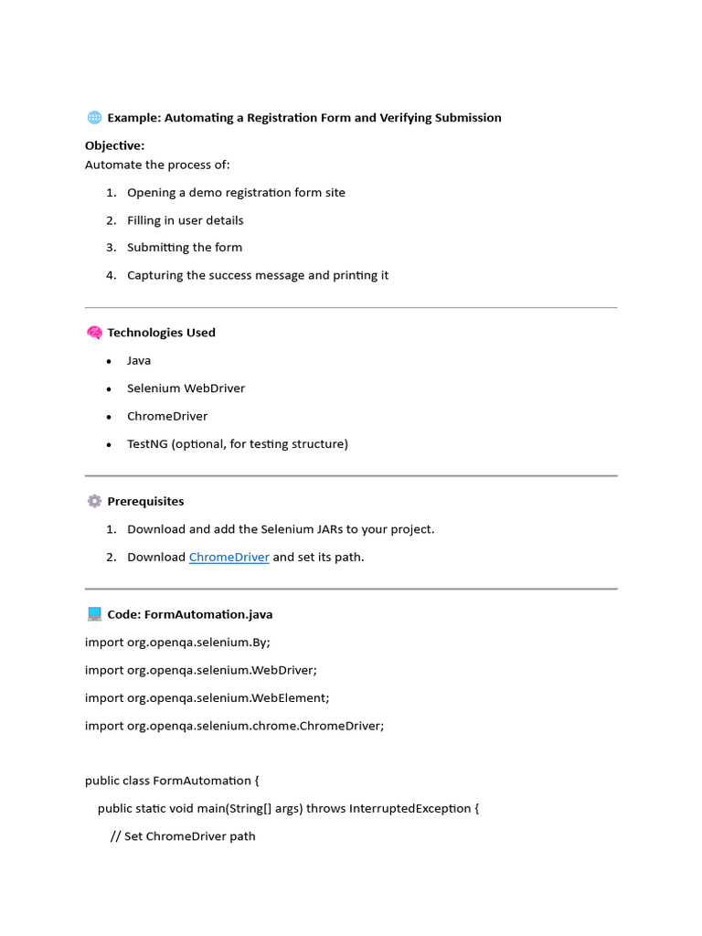 Automate Registration Form Submission | PDF | Selenium (Software ...