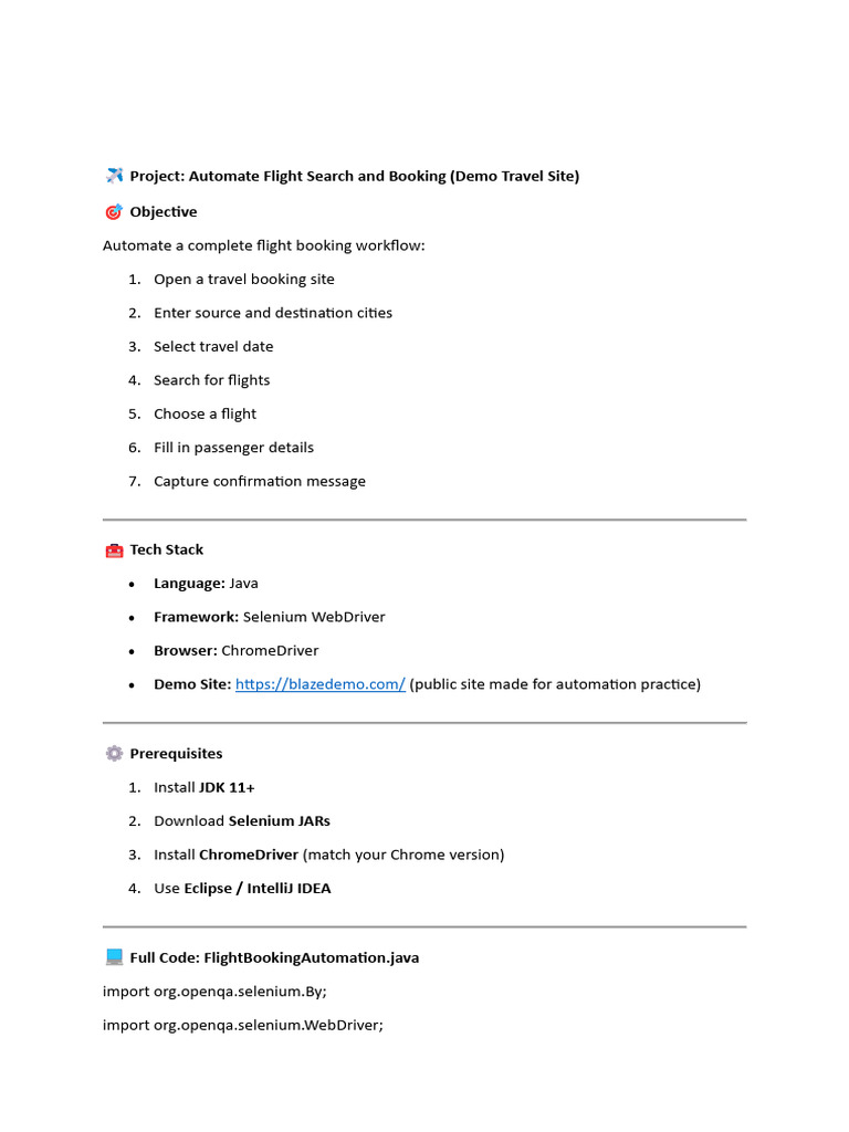 Flight Booking Automation with Selenium | PDF | Selenium (Software ...