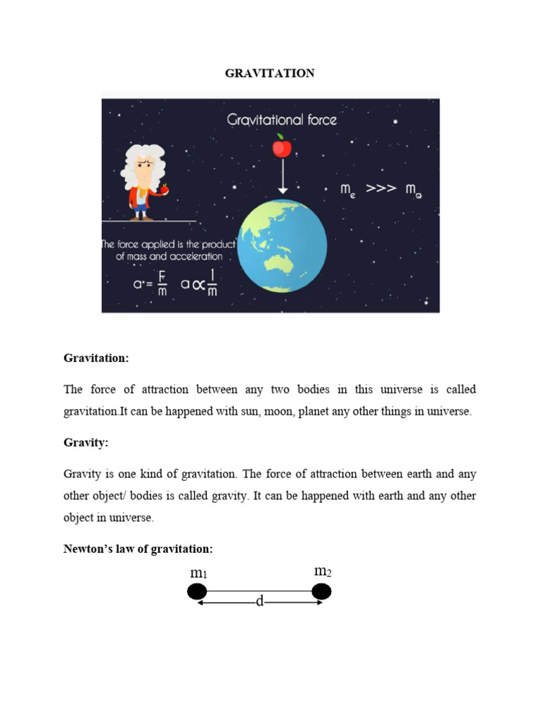 Gravity and Gravitation | PDF | Newton's Law Of Universal Gravitation ...
