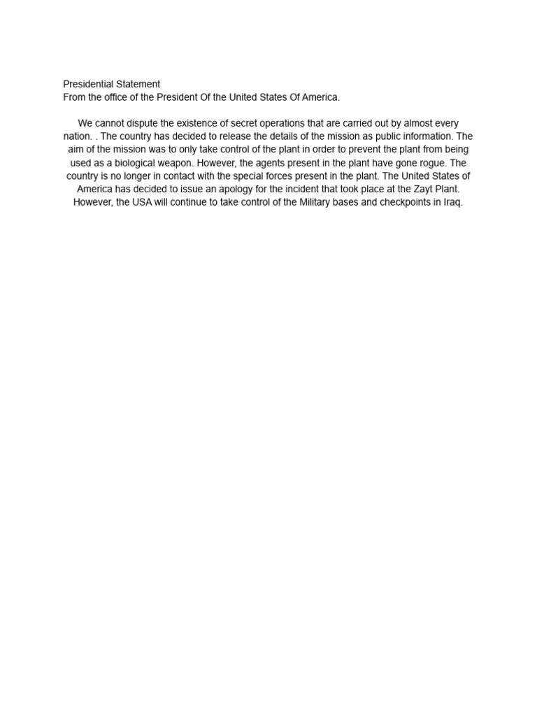 Presidential Statement | PDF