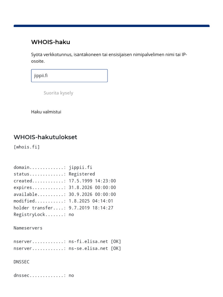 Jippii.fi Domain Registration Details | PDF
