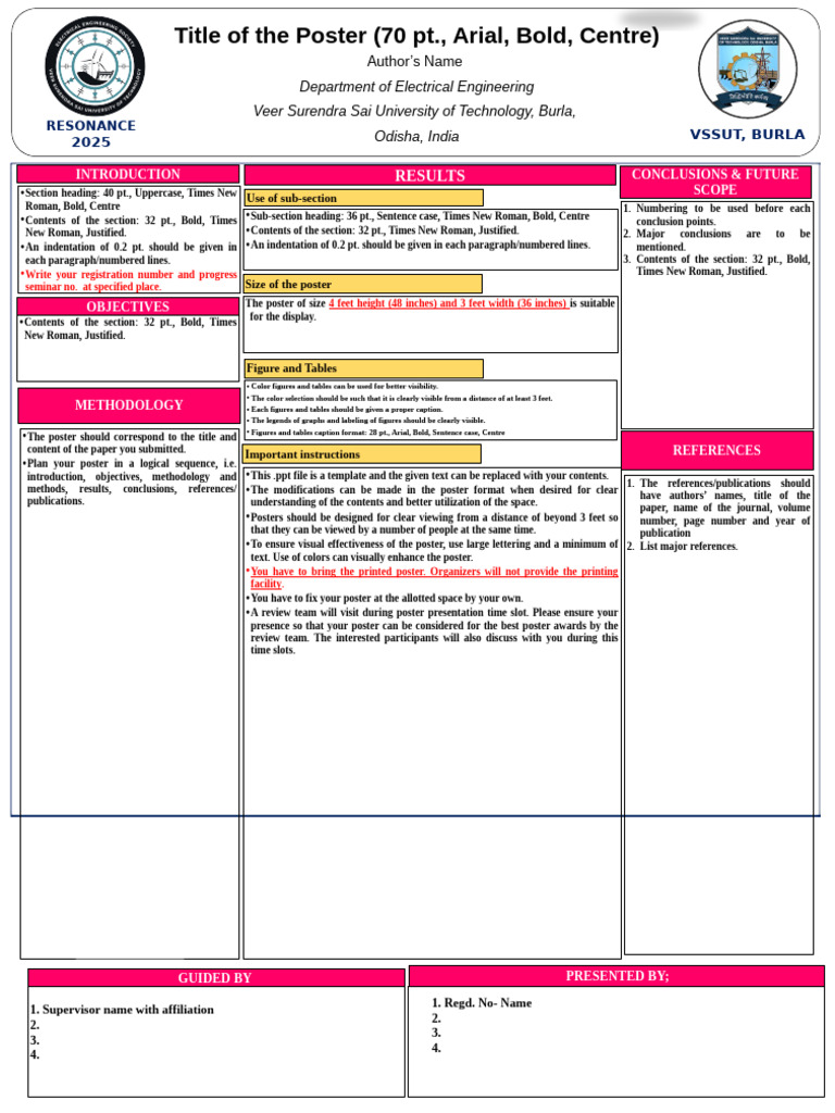 Poster Presentation Guidelines VSSUT | PDF
