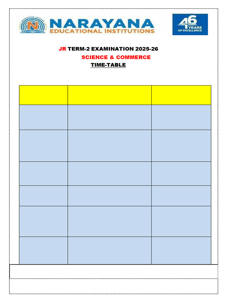 JR Term-2 Exam Timetable 2025-26 | PDF | Acid | Chemical Equilibrium
