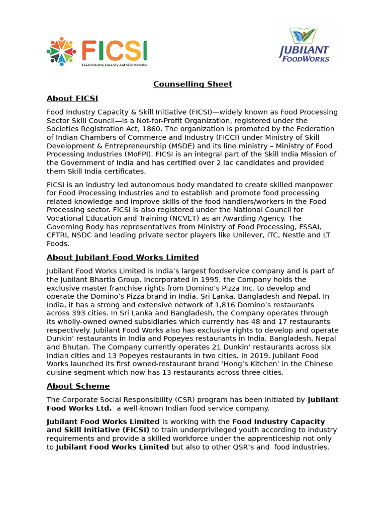 Counselling Sheet | PDF