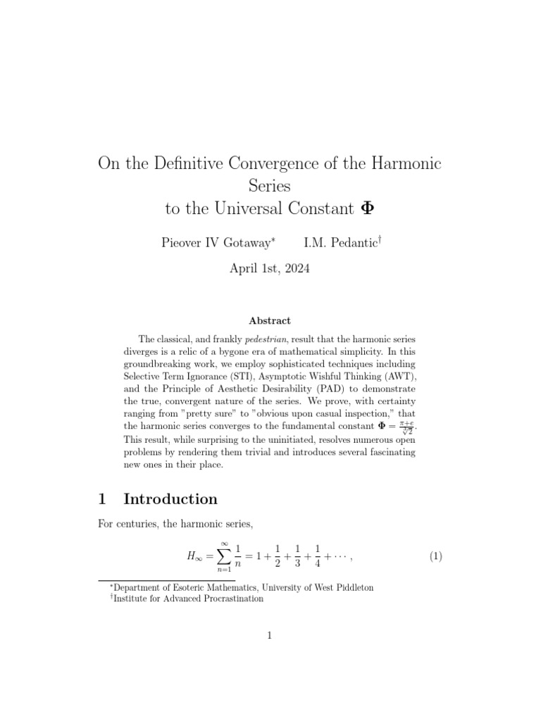 Harmonic Series Convergence to Φ | PDF | Series (Mathematics) | Mathematics