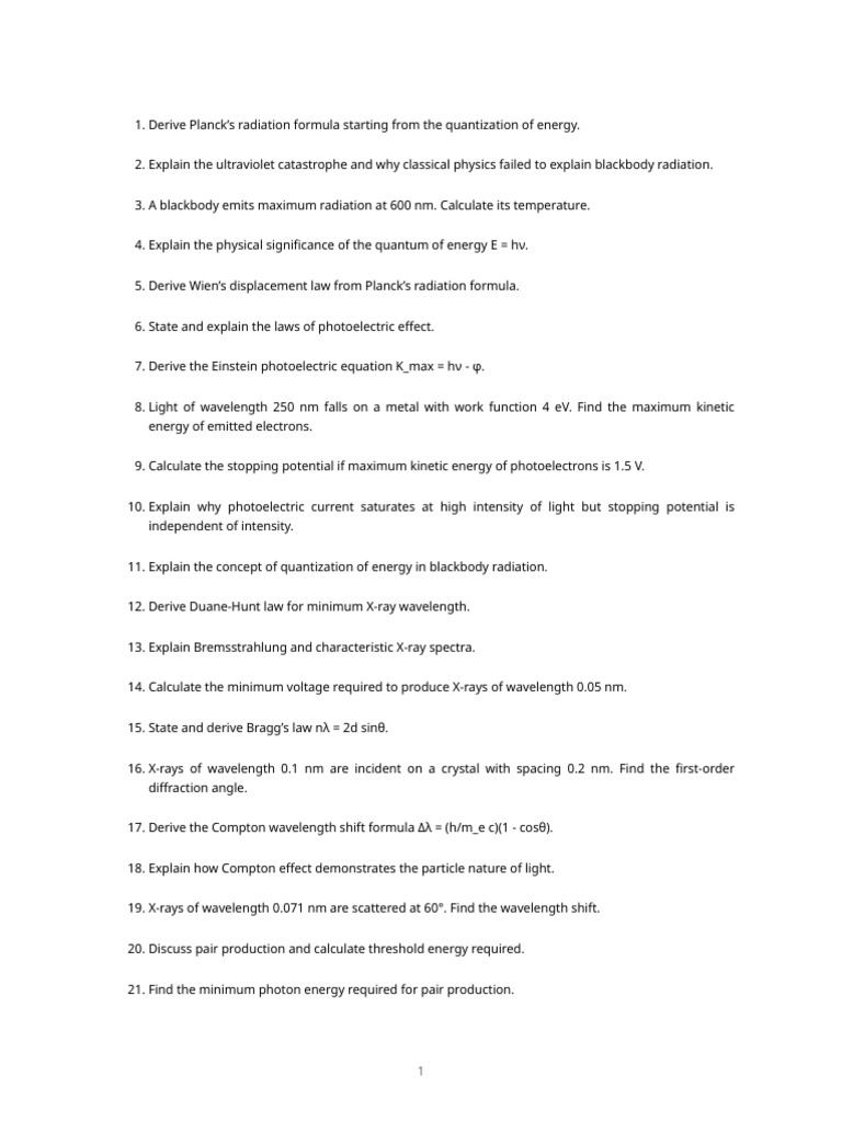Quantum Physics: Key Concepts & Derivations | PDF | Electron ...