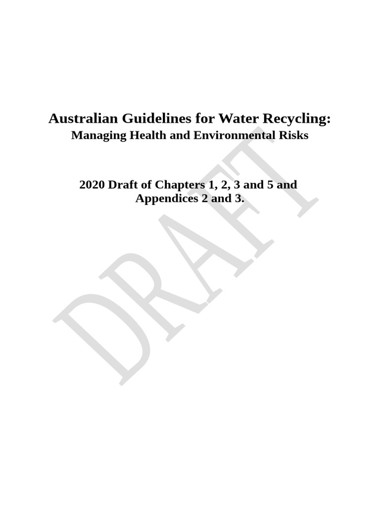 Australian Guidelines For Water Recycling Consultation Draft Revised ...