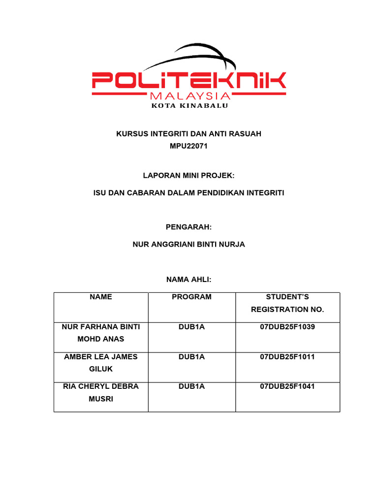 Laporan Mini Projek Kumpulan Farhana | PDF