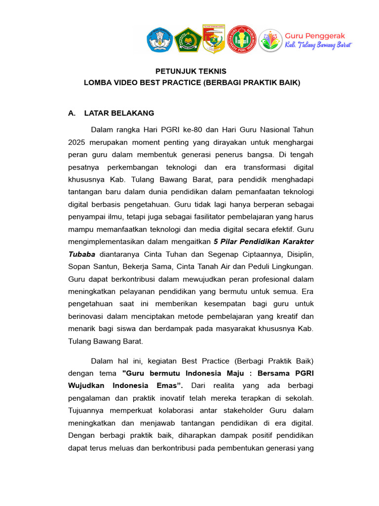 Juknis Lomba Video Best Practice HGN 2025 | PDF