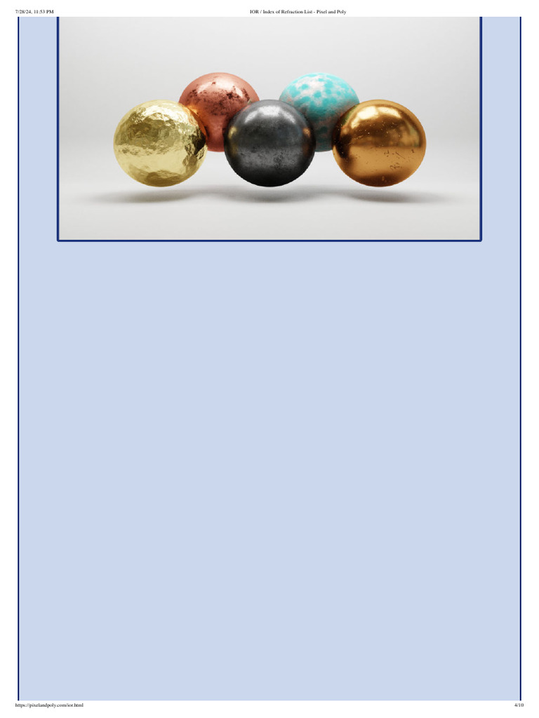 IOR - Index of Refraction List - Pixel and Poly | PDF | Glasses | Poly ...