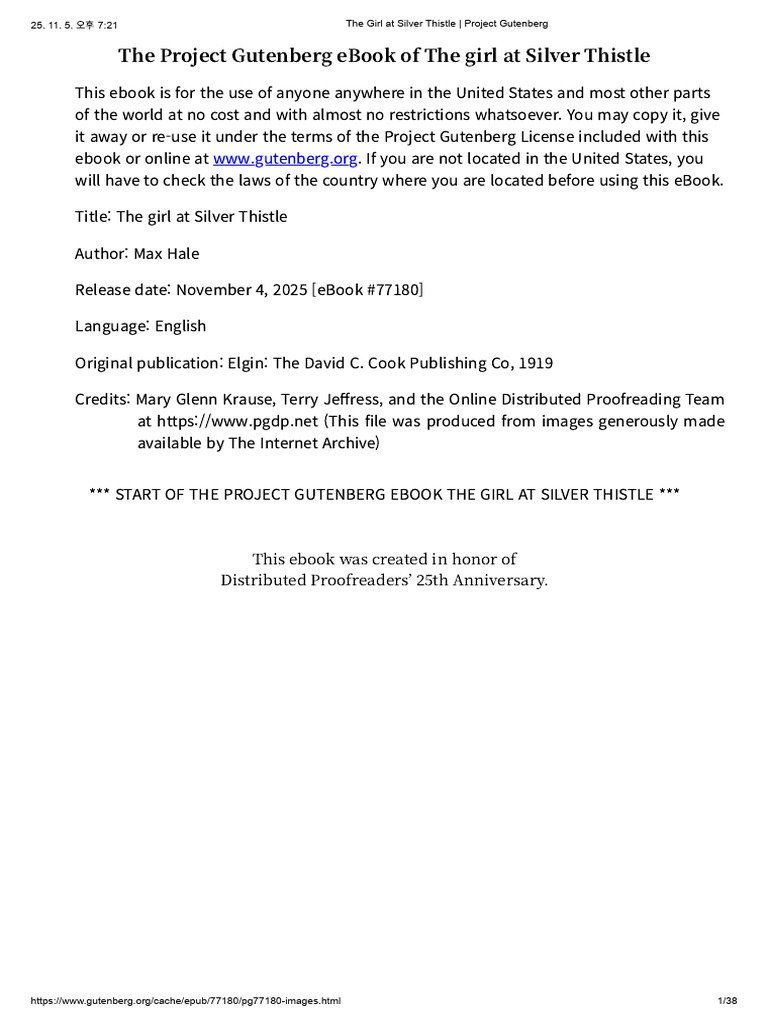 The Girl at Silver Thistle - Project Gutenberg | PDF