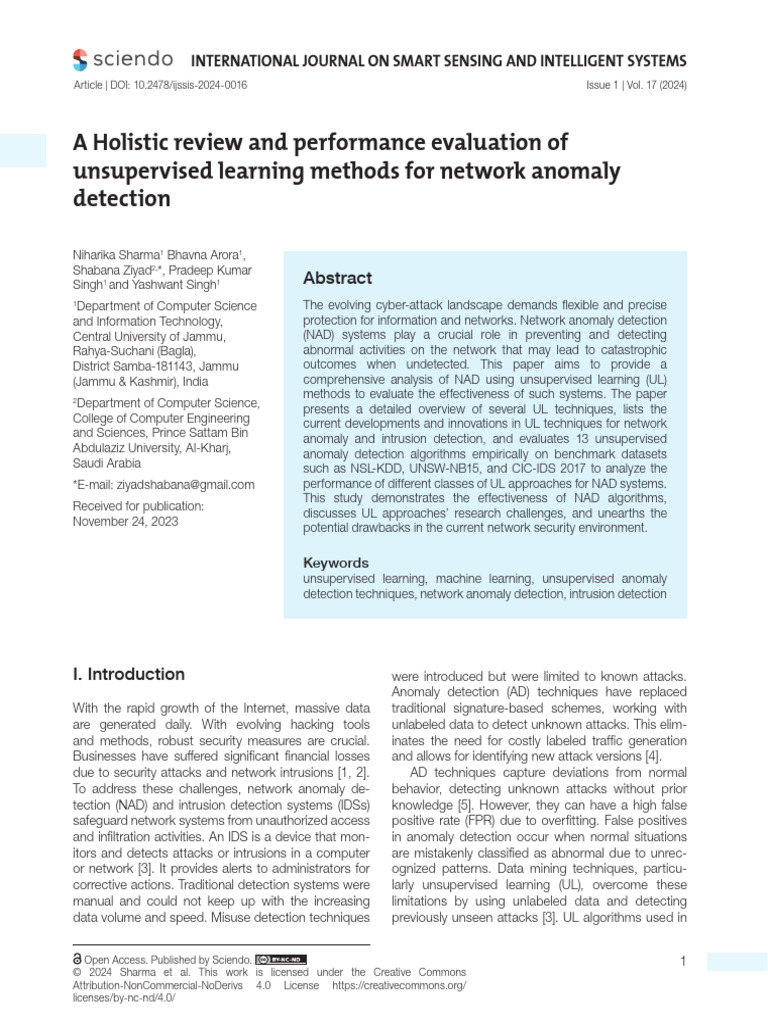 A Holistic Review and Performance Evaluation of Unsupervised Learning Methods for Network ...