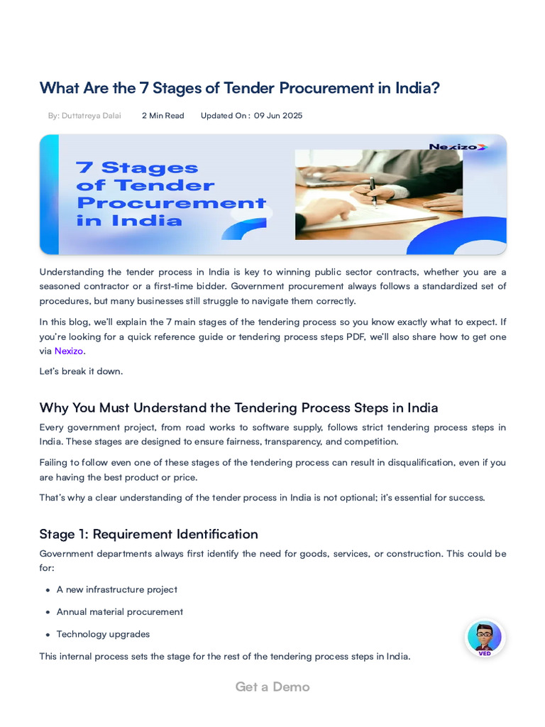 7 Stages of Tender Procurement in India | PDF | Government Procurement ...
