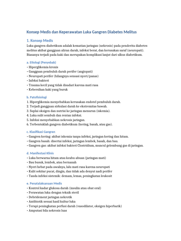 Konsep Medis Dan Keperawatan Luka Gangren DM Lengkap | PDF