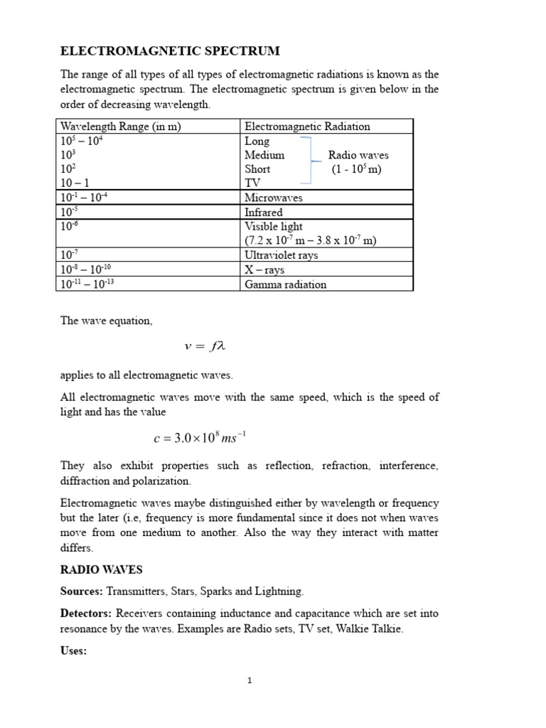 Overview of Electromagnetic Spectrum | PDF | Anode | Capacitor