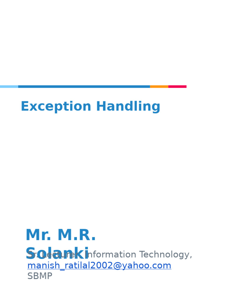 9 Exception Handling | PDF | Method (Computer Programming) | Software ...