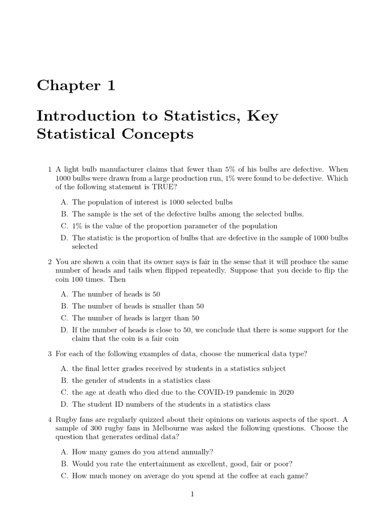 Exercise 1 | PDF | Statistics | Sampling (Statistics)