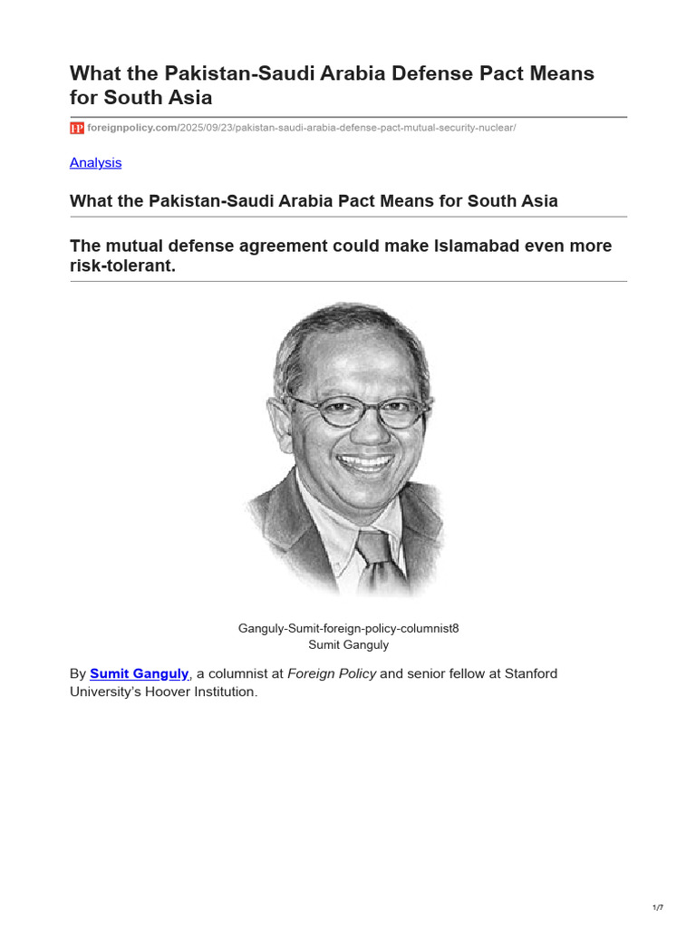 What The Pakistan-Saudi Arabia Defense Pact Means For South Asia | PDF ...