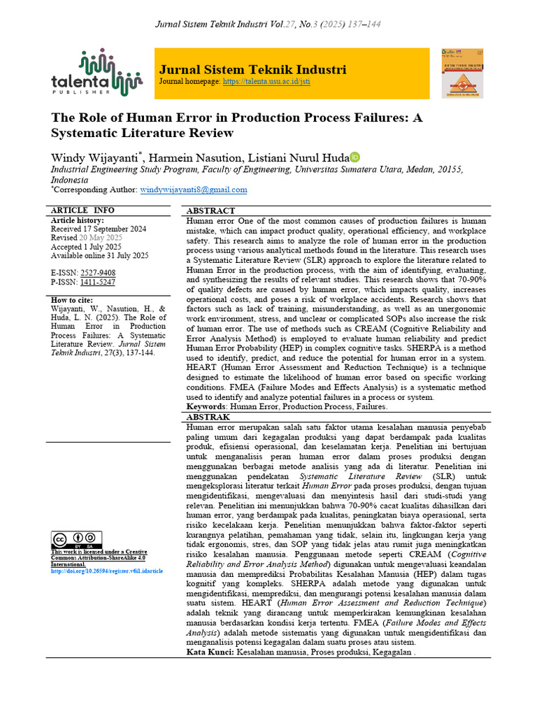 The Role of Human Error in Production Process Failures | PDF ...