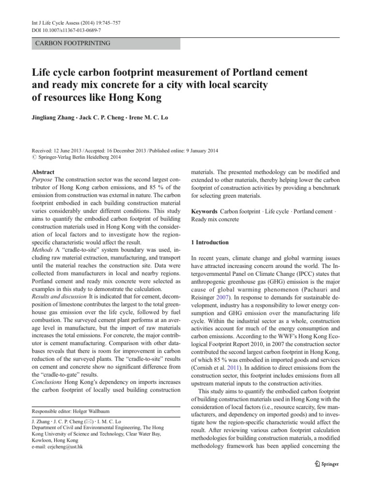 Carbon Footprint Cement Concrete Hong Kong | PDF | Cement | Life Cycle ...