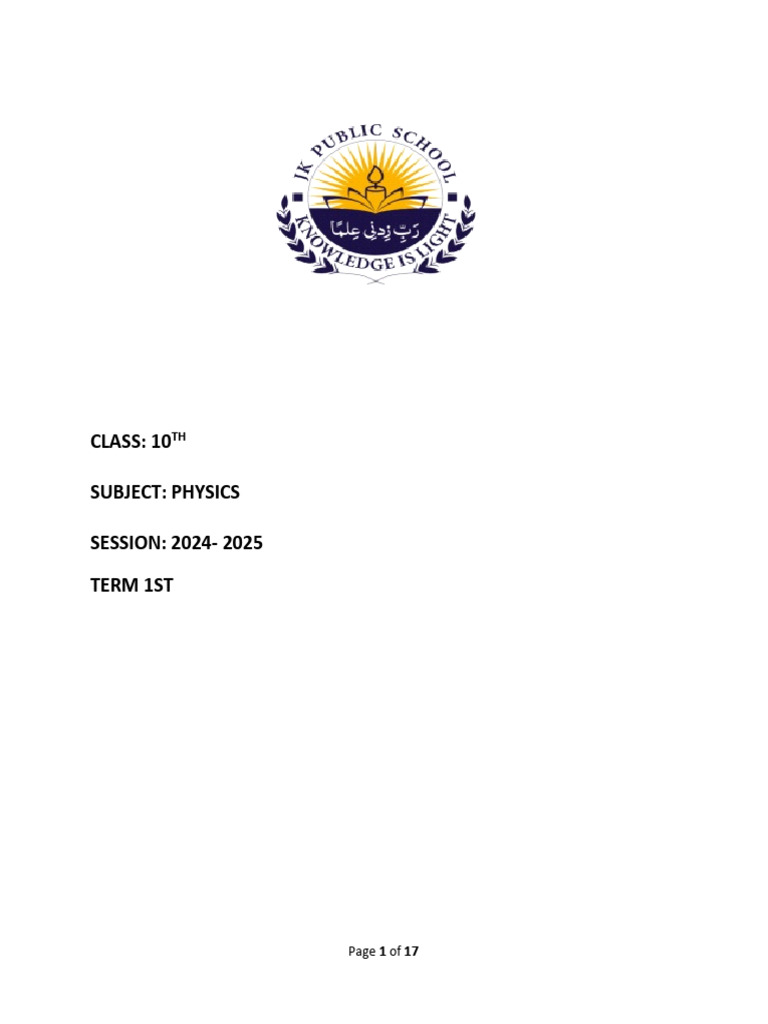 240525101553File10TH PHYSICS T1 | PDF | Eye | Sunset