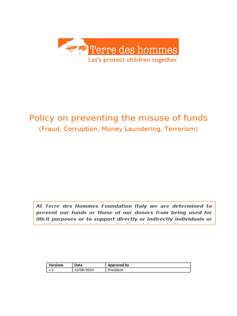 1 - 3 Policy Against Fraud-Misuse of Funds - 2024 | PDF | Money ...