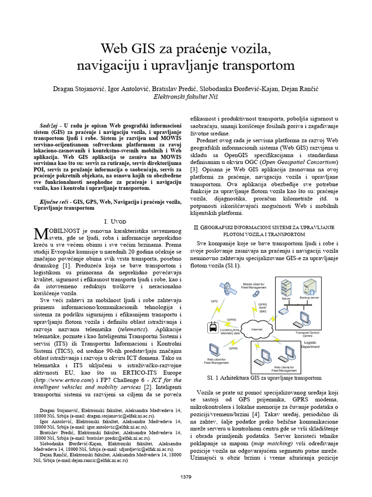 Web GIS Za Pra Enje Vozila, Navigaciju I Upravljanje Transportom | PDF
