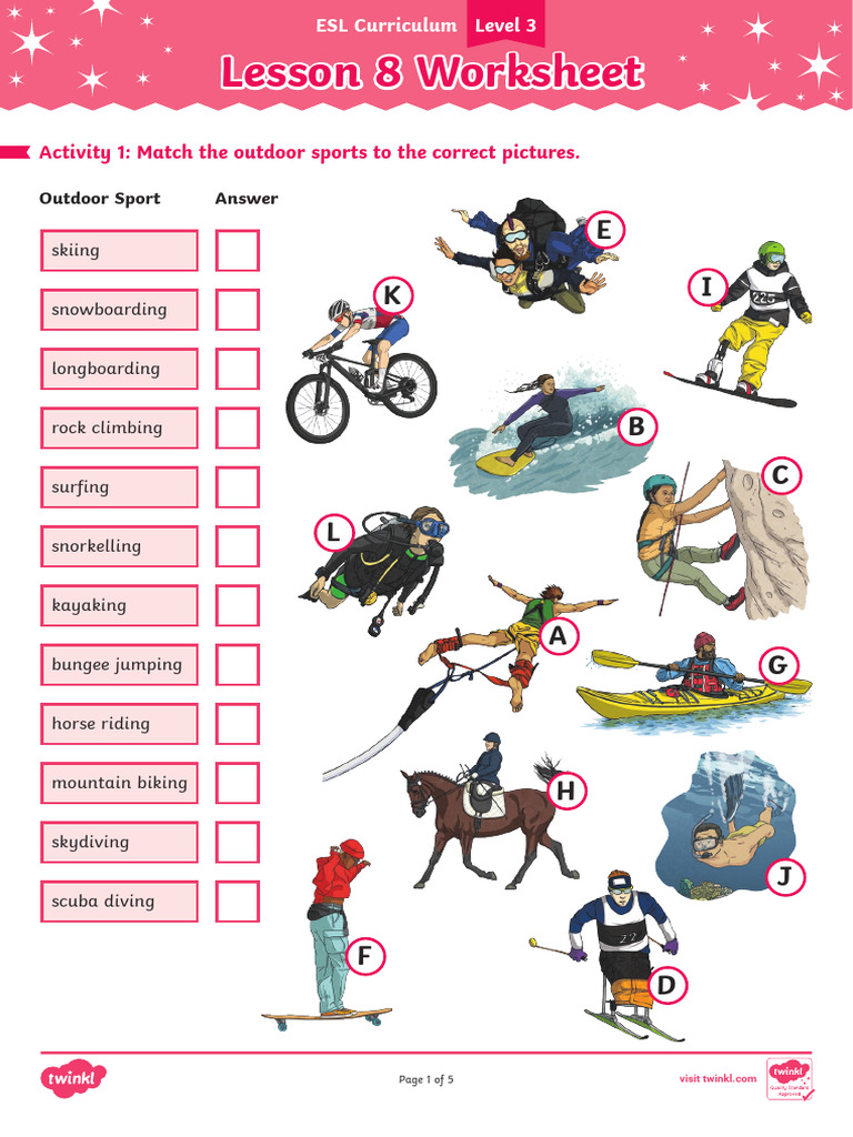 Worksheet Sports and Hobbies | PDF | English As A Second Or Foreign ...